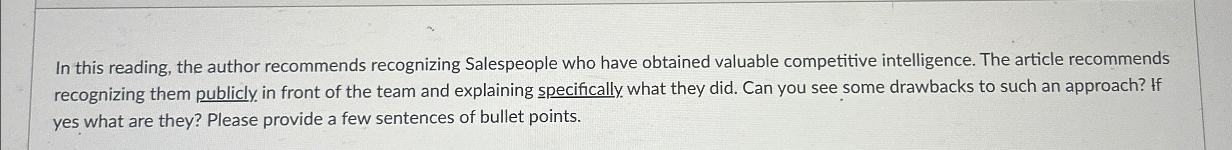 Solved In this reading, the author recommends recognizing | Chegg.com