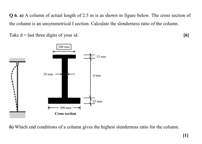 Solved Q 6. a) A column of actual length of 2.5 m is as | Chegg.com