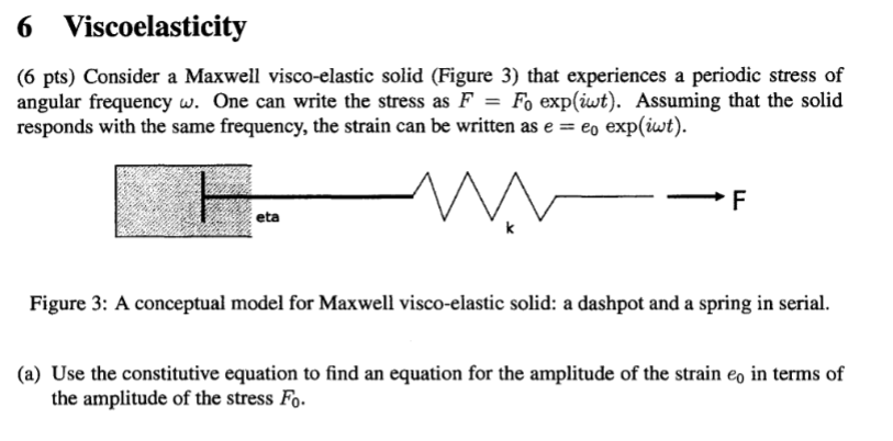 Solved 6 ﻿Viscoelasticity ﻿Consider a Maxwell visco-elastic | Chegg.com