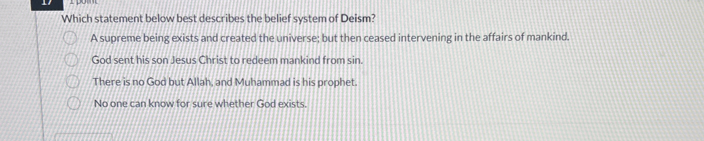 Solved Which statement below best describes the belief | Chegg.com