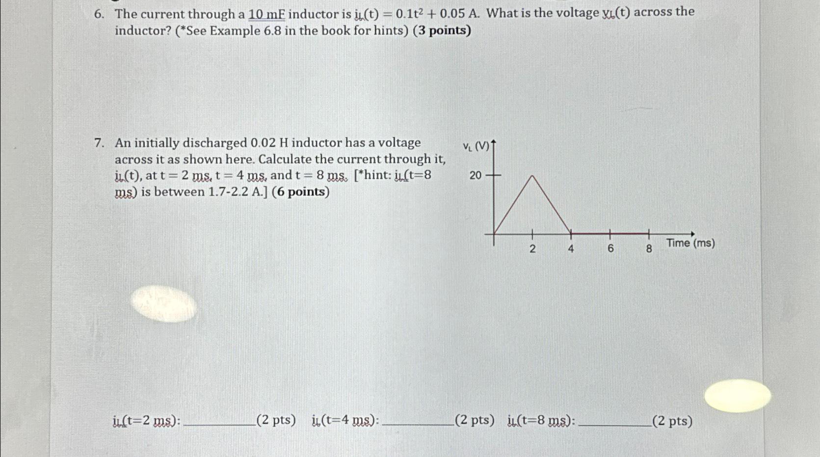 Solved The current through a 10mF ﻿inductor is | Chegg.com