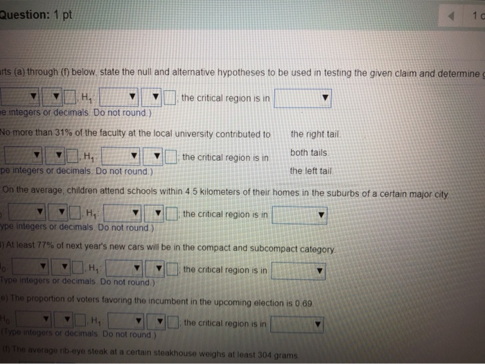 Solved In parts (a) through (f) below, state the null and | Chegg.com