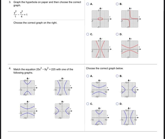 Solved 3. Graph the hyperbola on paper and then choose the | Chegg.com