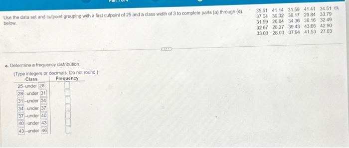 Solved Use the data set and cutpoint grouping with a first | Chegg.com