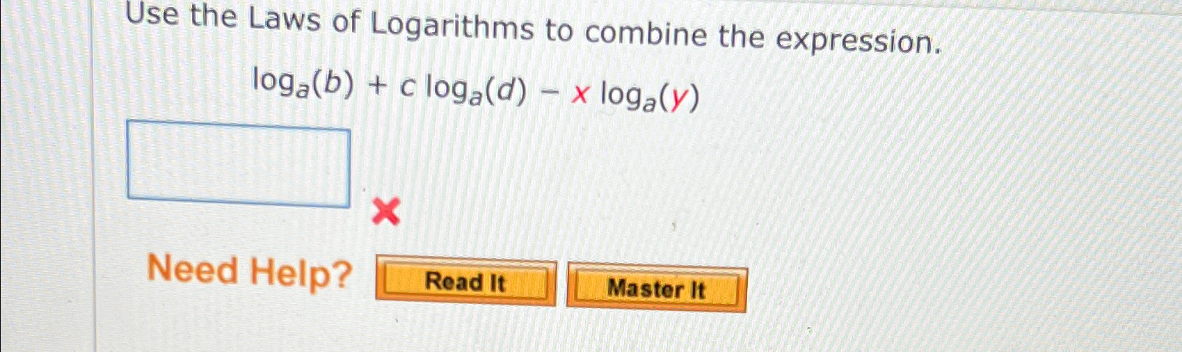 Solved Use the Laws of Logarithms to combine the | Chegg.com