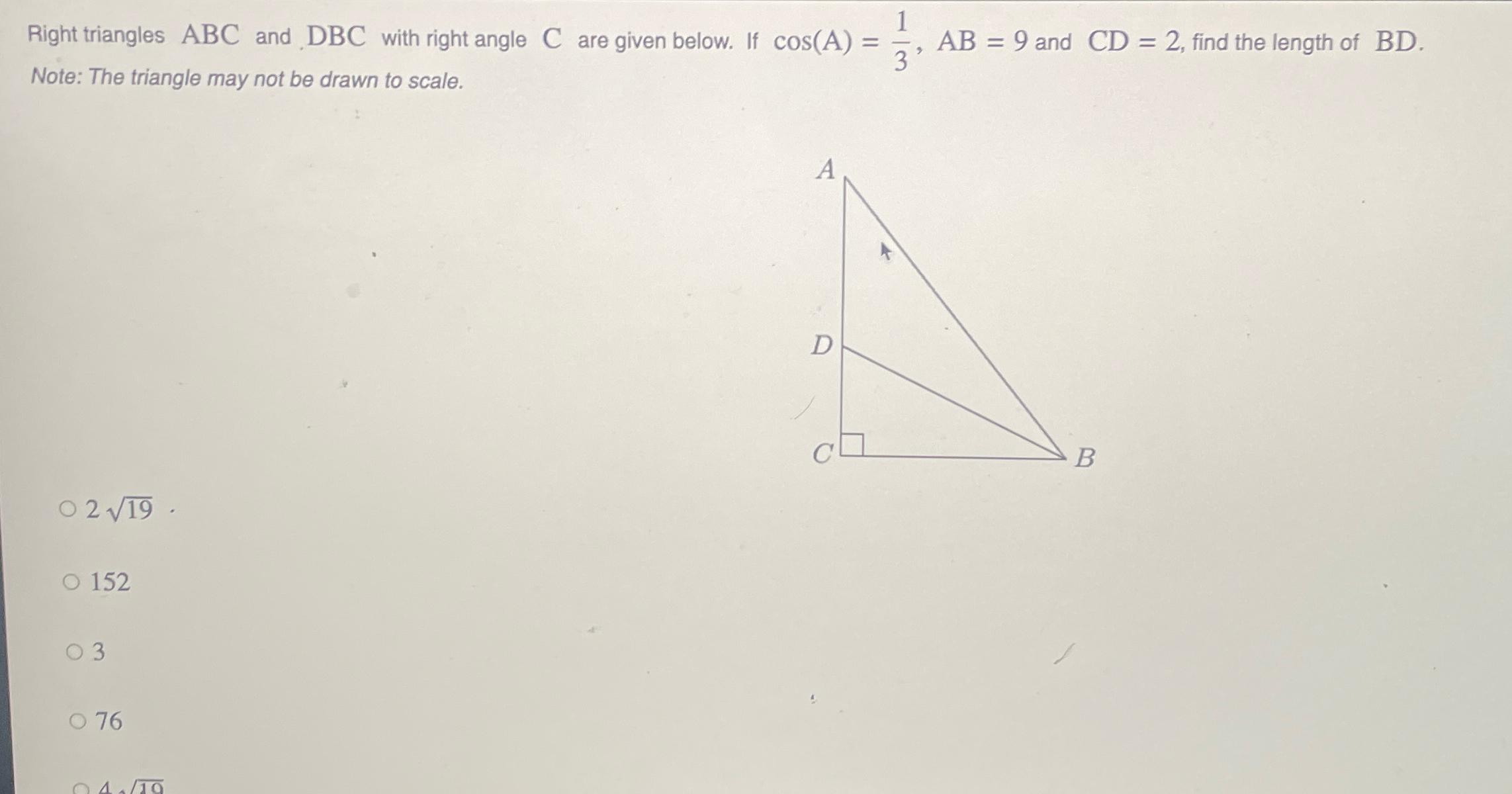 Solved Right triangles ABC and DBC ﻿with right angle C ﻿are | Chegg.com
