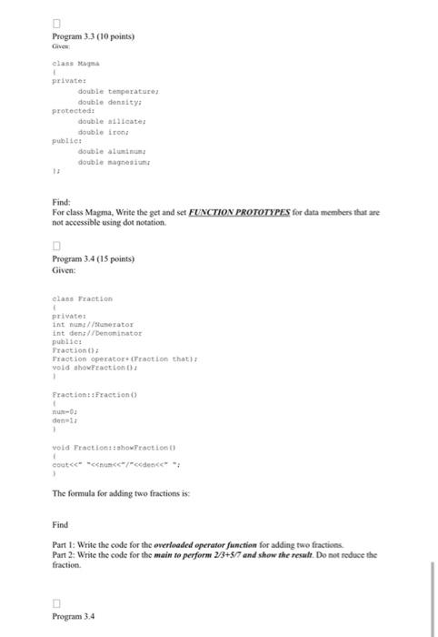 Solved Find: For class Magma, Write the get and set FUVCTIOV | Chegg.com