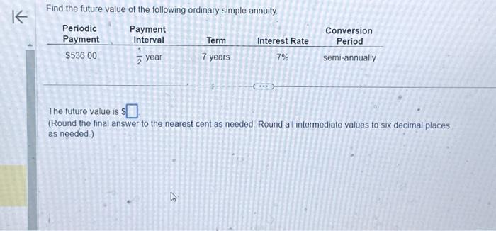 Solved K Find the future value of the following ordinary | Chegg.com