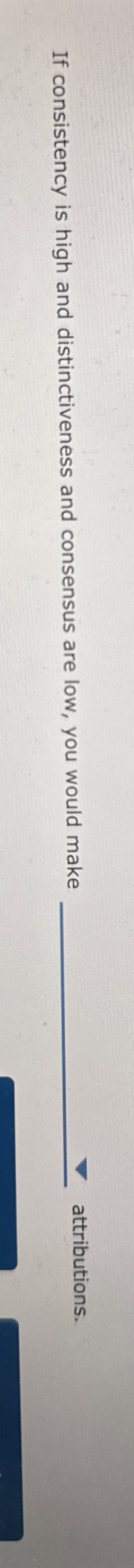 Solved If consistency is high and distinctiveness and | Chegg.com