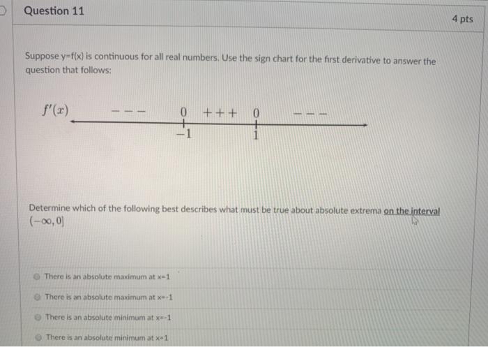 Solved Question 114 ﻿ptsSuppose y=f(x) ﻿is continuous for | Chegg.com