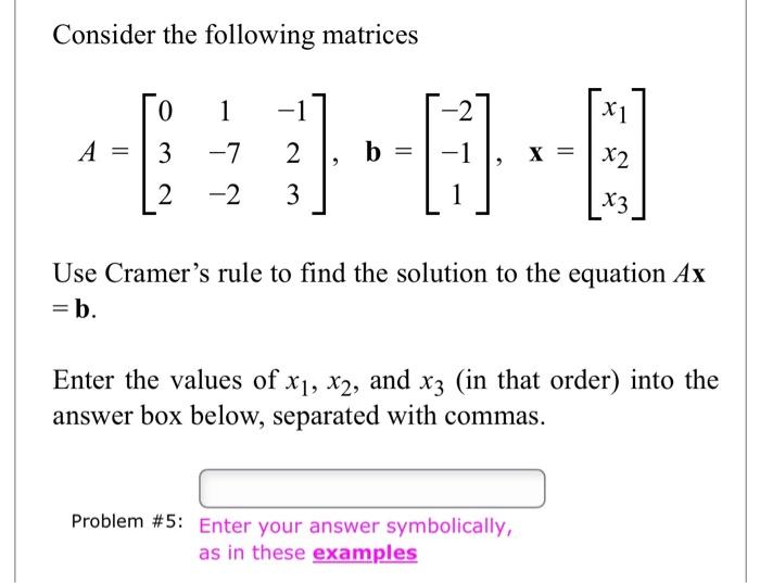 Consider the following matrices | Chegg.com