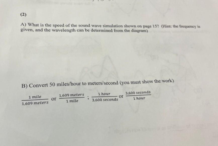 Solved A) What is the speed of the sound wave simulation | Chegg.com
