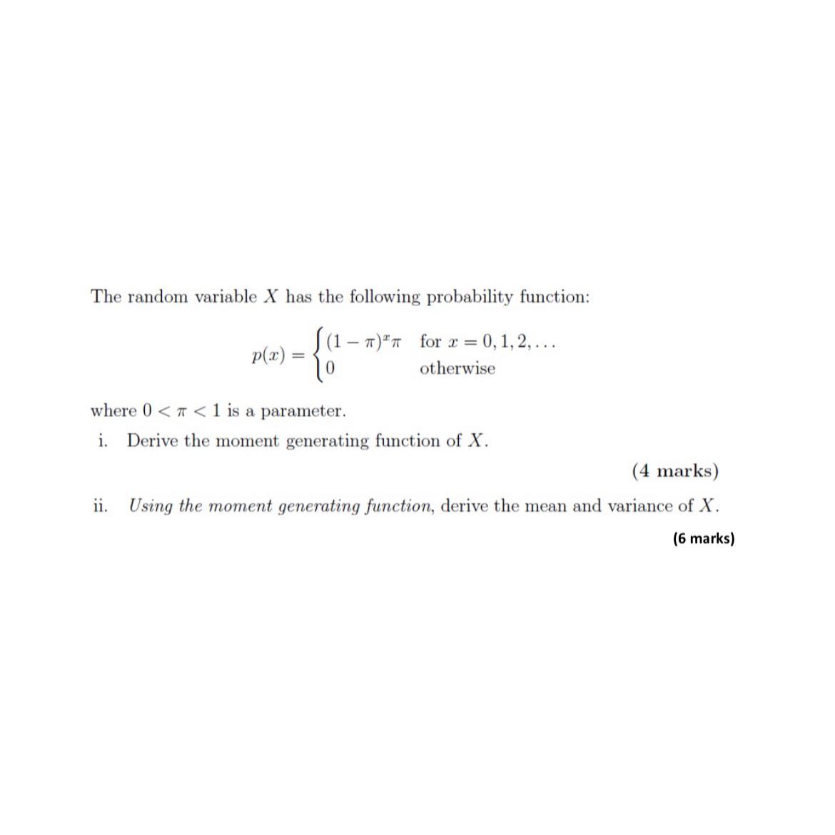 Solved The random variable x ﻿has the following probability | Chegg.com