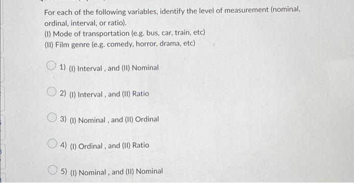 Solved For each of the following variables, identify the | Chegg.com