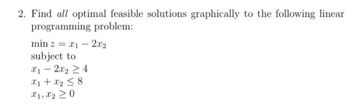 Solved 2. Find all optimal feasible solutions graphically to | Chegg.com