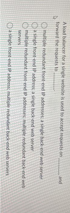 Solved A load balancer for a single website is used to | Chegg.com