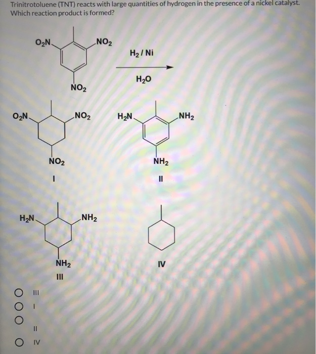 Solved Trinitrotoluene (TNT) reacts with large quantities of | Chegg.com