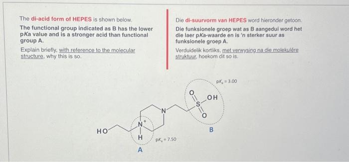 Solved The di-acid form of HEPES is shown below. The | Chegg.com
