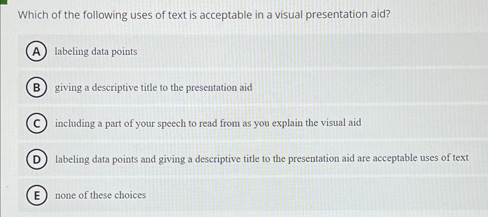 Solved Which of the following uses of text is acceptable in | Chegg.com