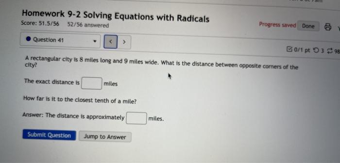 Solved Homework 9-2 Solving Equations with Radicals Score: | Chegg.com