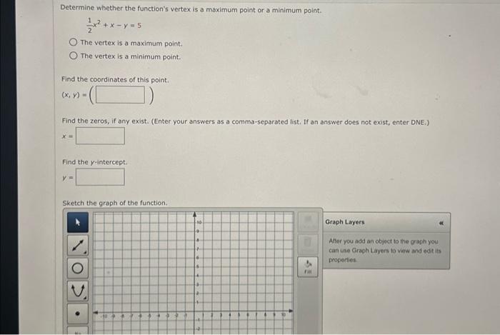 Solved Determine whether the function's vertex is a maximum | Chegg.com