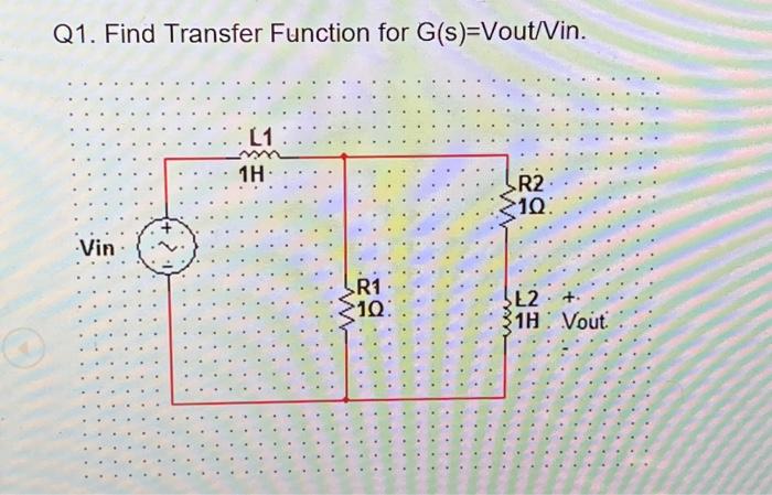 Solved Q1. Find Transfer Function for G(s)=Vout/Vin. Vin L1 | Chegg.com