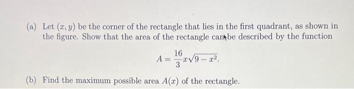 Solved 4. A rectangle is to be inscribed in the ellipse | Chegg.com