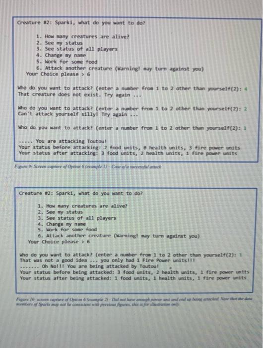 Solved Write in JAVA the class Creature and test it before | Chegg.com