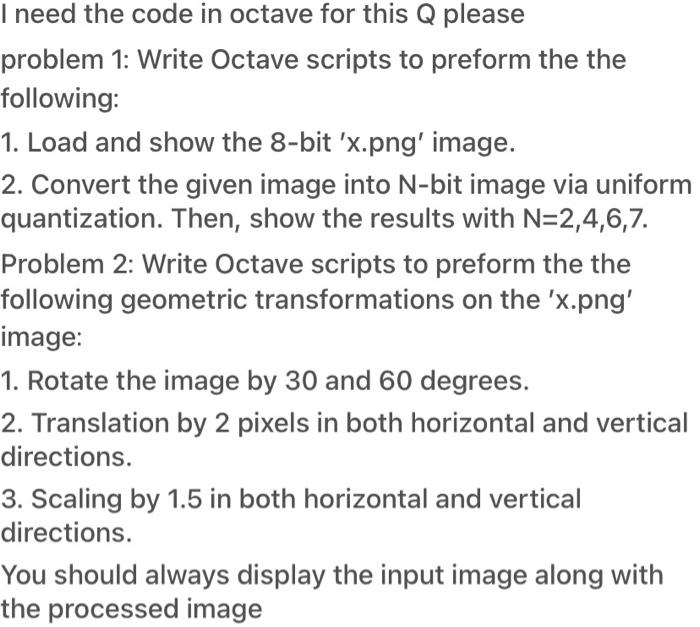 Solved I Need The Code In Octave For This Q Please Problem