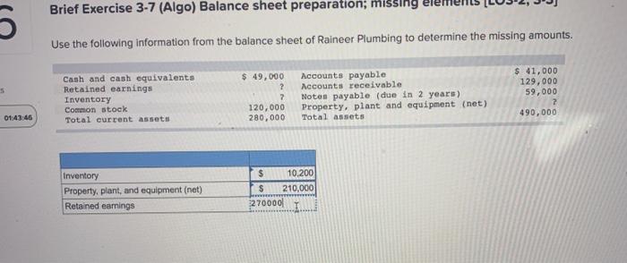 Solved Brief Exercise 3-7 (Algo) Balance sheet preparation; | Chegg.com Solved Brief Exercise 3-7 (Algo) Balance sheet preparation; | Chegg.com