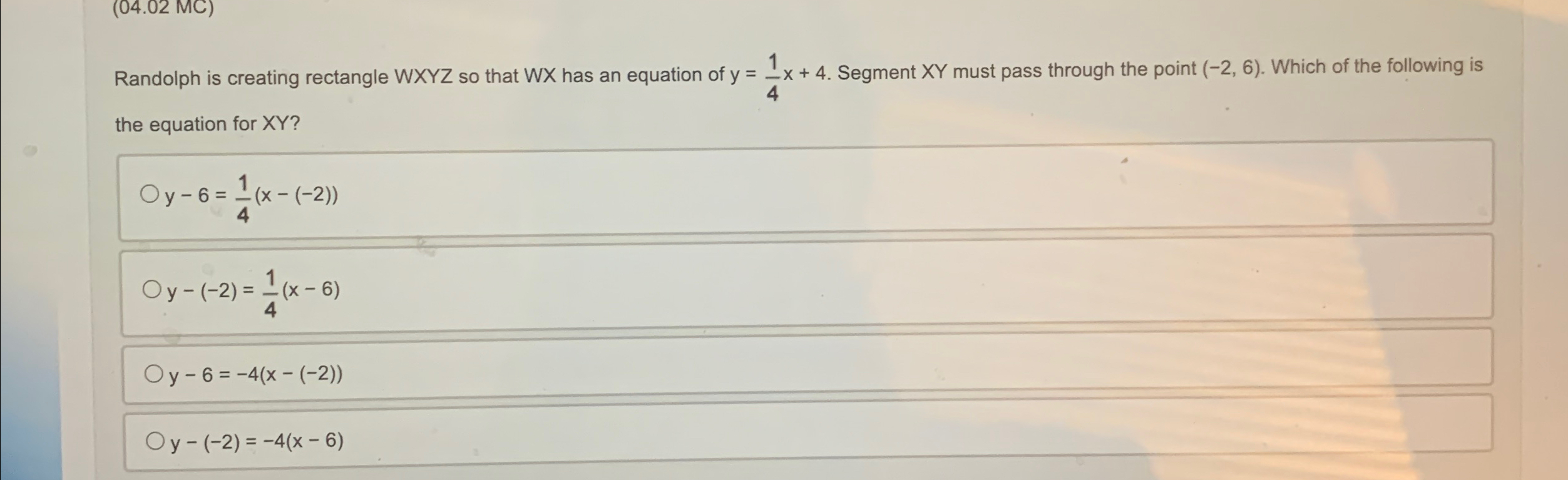 Solved Randolph is creating rectangle WxYZ ﻿so that Wx ﻿has | Chegg.com