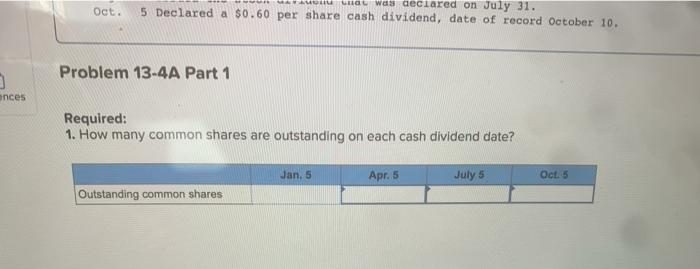 Solved 4 art 1 of 5 Required information Problem 13-4A | Chegg.com