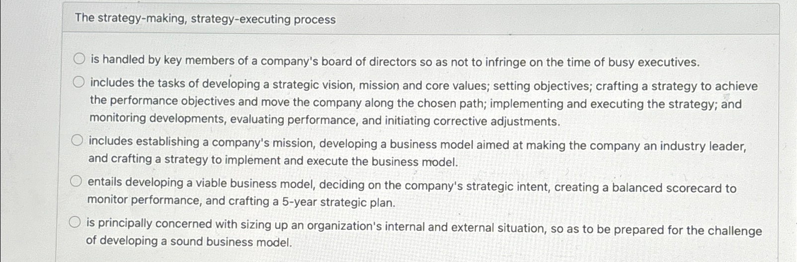 Solved The strategy-making, strategy-executing processis | Chegg.com