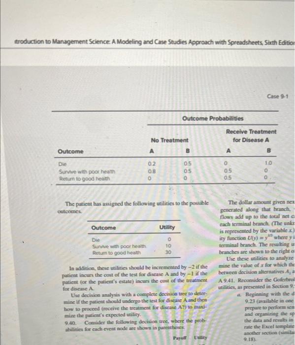 A 9.39. Dr. Switzer has a seriously ill patient but | Chegg.com