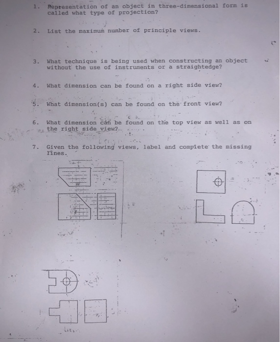 Solved 1. Representation of an object in three-dimensional | Chegg.com