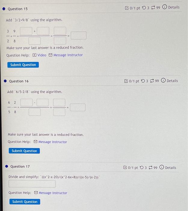 Solved Question 15 B0/1 pt 399 Details Add 3/29/8 using the | Chegg.com Solved Question 15 B0/1 pt 399 Details Add 3/29/8 using the | Chegg.com