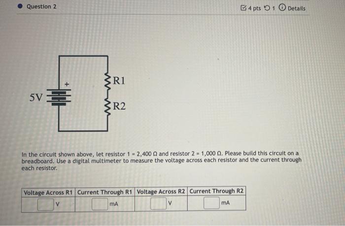 Solved In the circuit shown above, let resistor 1=2,400Ω. | Chegg.com