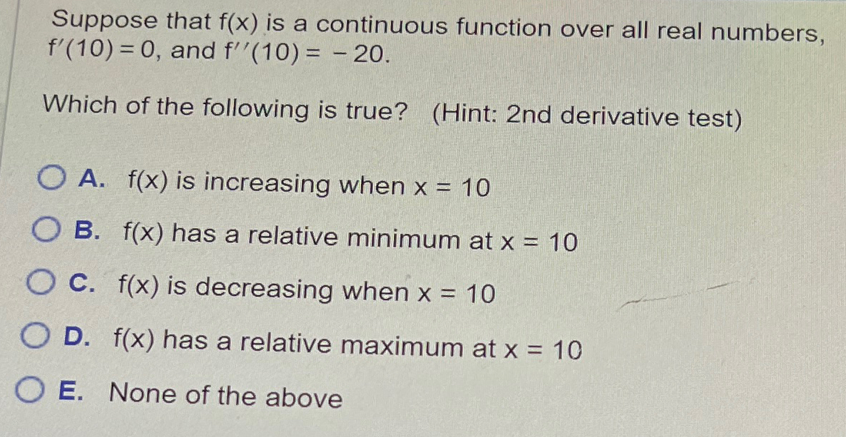 Solved Suppose that f(x) ﻿is a continuous function over all | Chegg.com