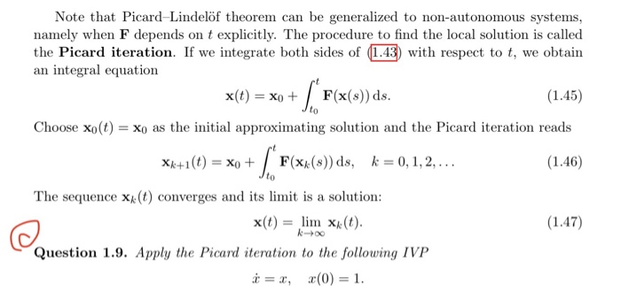 Solved Note that Picard-Lindelöf theorem can be generalized | Chegg.com