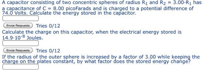 Solved A capacitor consisting of two concentric spheres of | Chegg.com