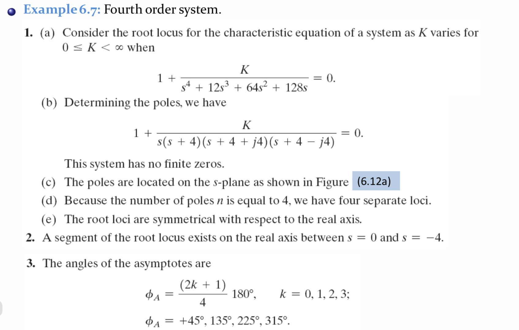 Solved Example 6.7: Fourth order system.(a) ﻿Consider the | Chegg.com