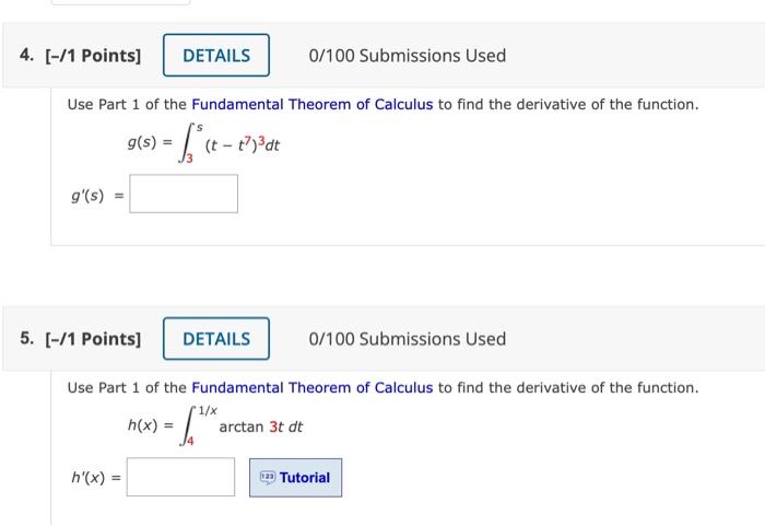 Solved 4. [-/1 Points] 0/100 Submissions Used Use Part 1 of | Chegg.com