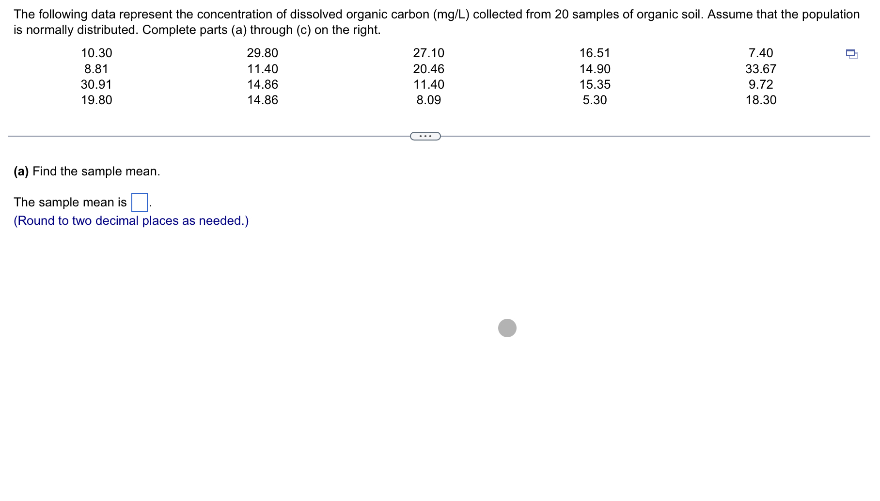 Solved The following data represent the concentration of | Chegg.com