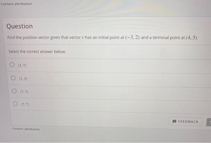Solved Content attribution Question Find the position vector | Chegg.com