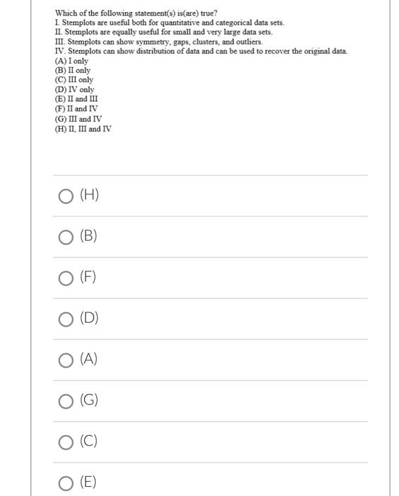 Solved Which of the following statement(s) is(are) true? I. | Chegg.com