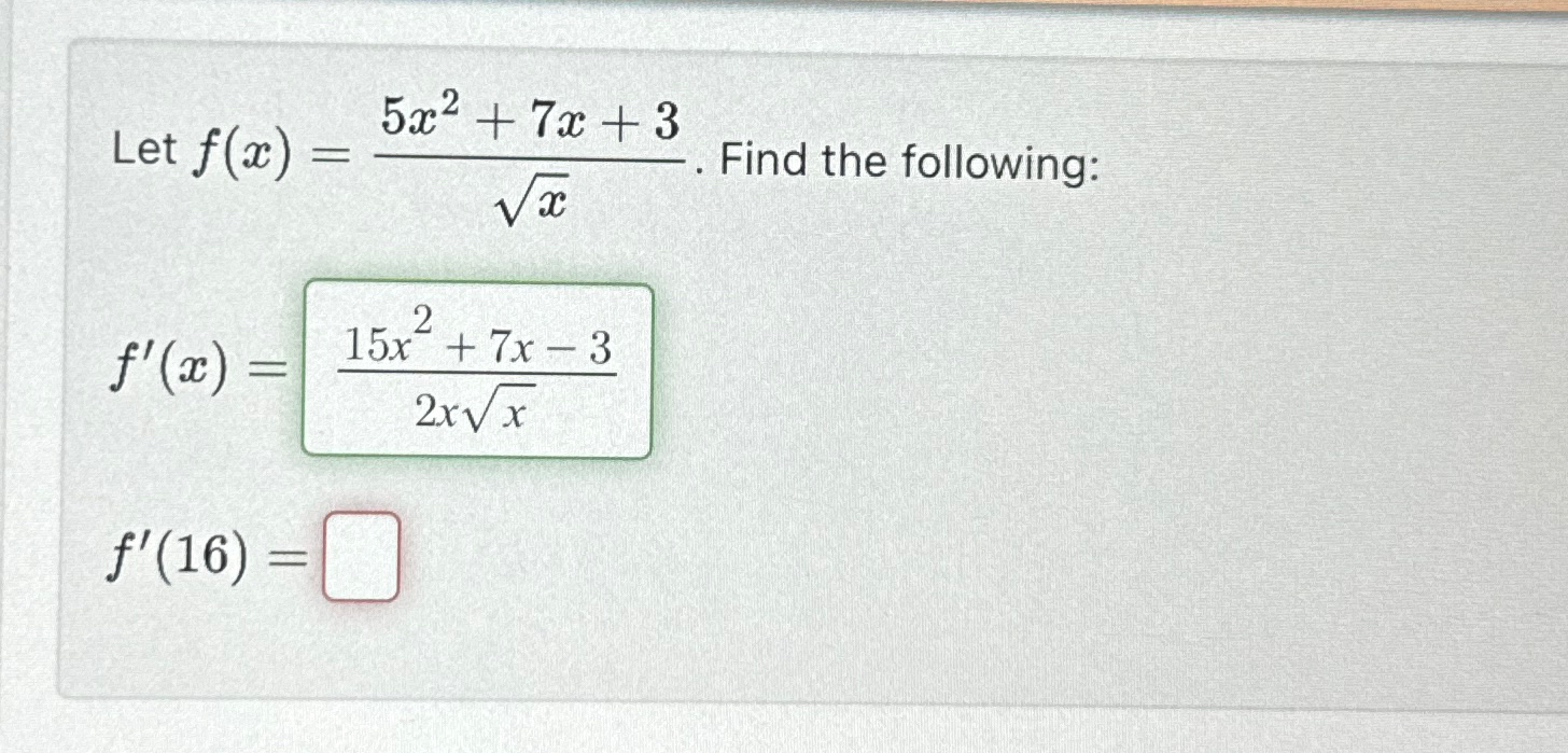 Solved Let F X 5x2 7x 3x2 ﻿find The