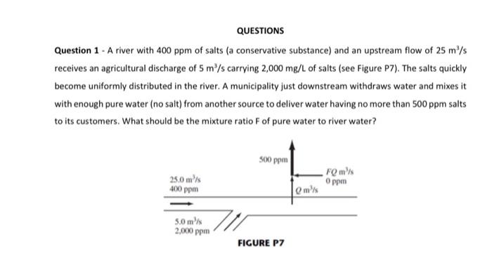 Solved Question 1 - A river with 400ppm of salts (a | Chegg.com