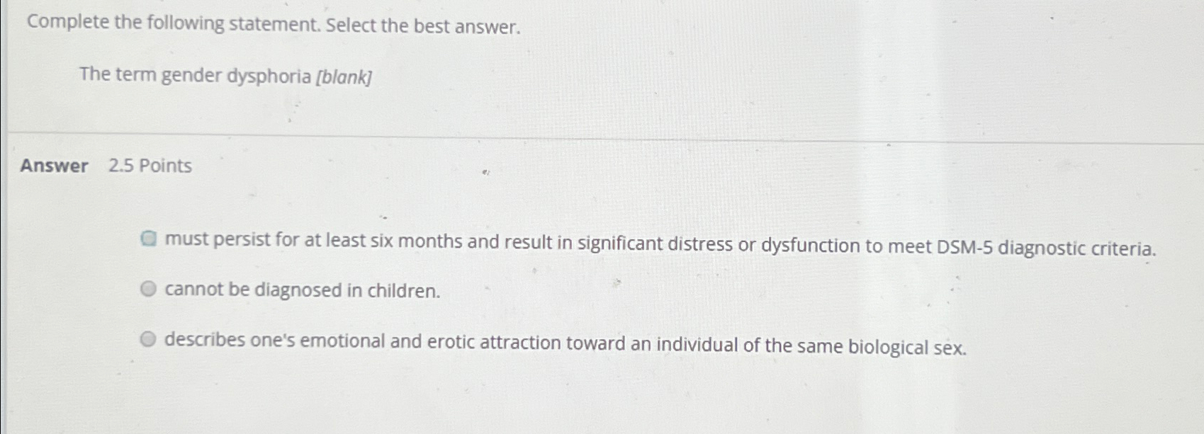 Solved Complete the following statement. Select the best | Chegg.com