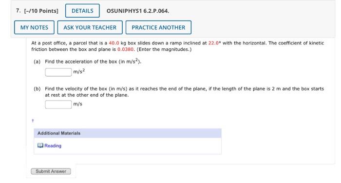 Solved At a post office, a parcel that is a 40.0 kg box | Chegg.com