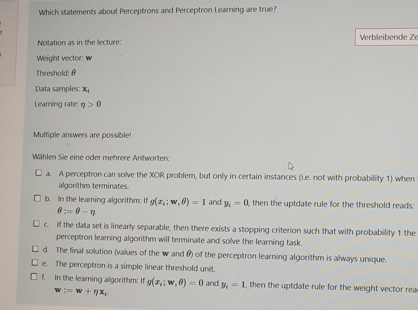 Solved Which statements about Perceptrons and Perceptron | Chegg.com